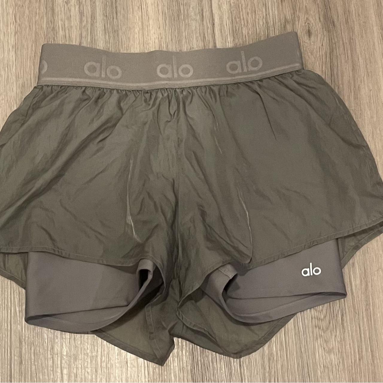 Alo Women's Khaki Shorts | Depop