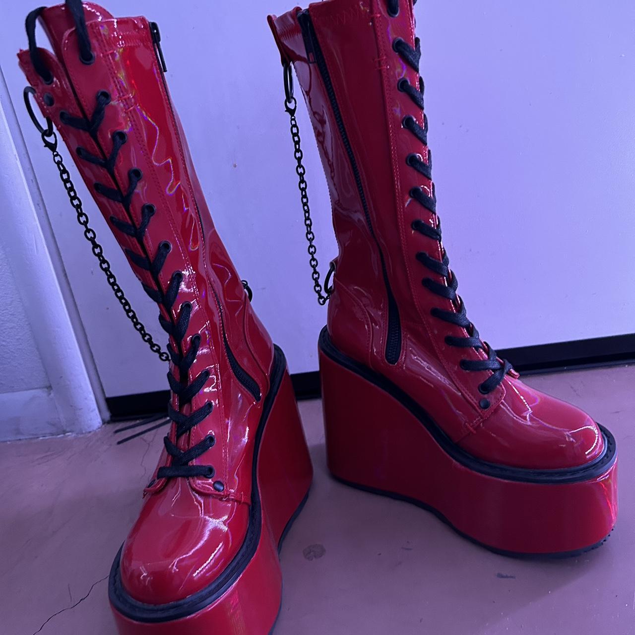 Demonia Women's Red Boots | Depop