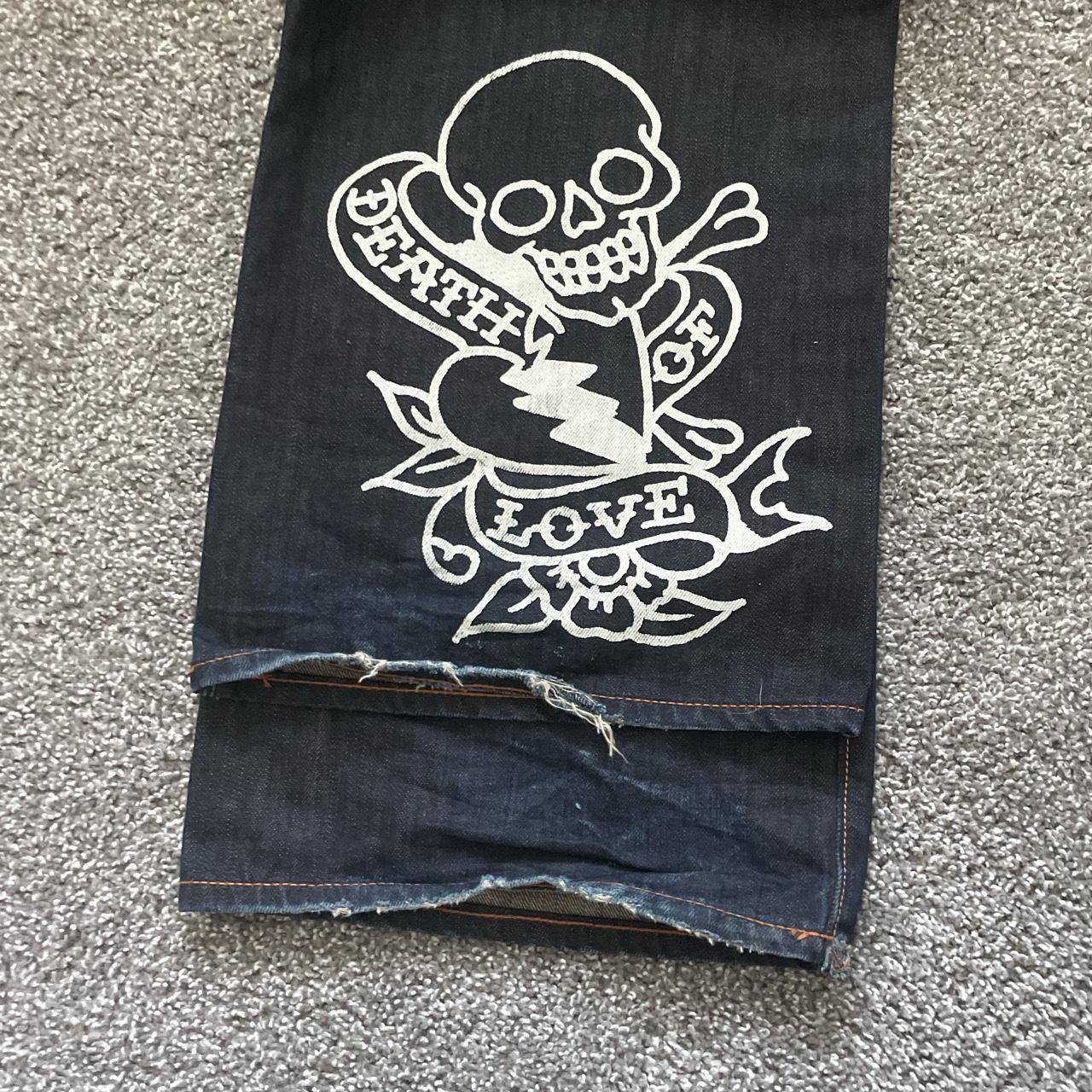 Rare y2k vintage 2008 skeleton Ed Hardy jeans.... - Depop
