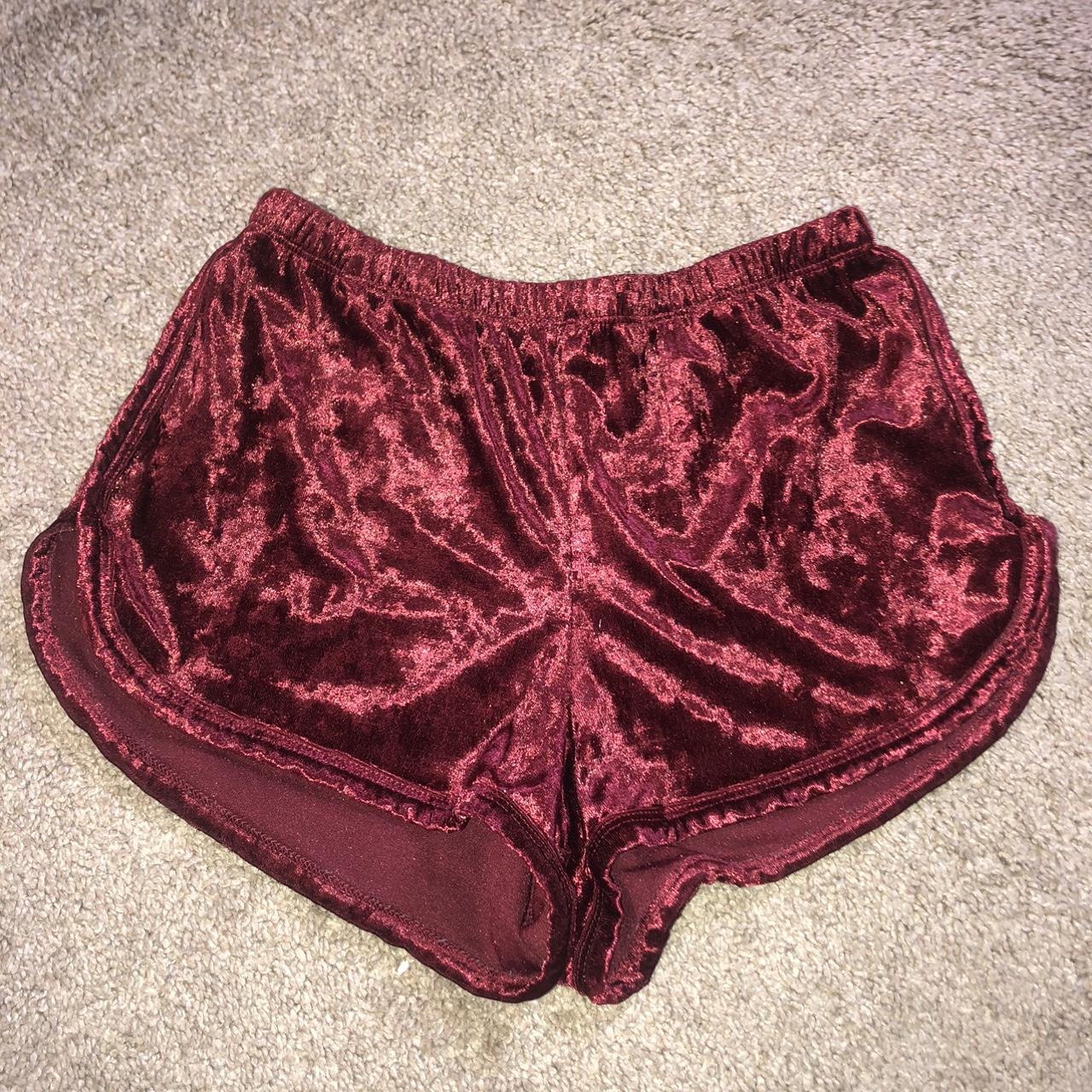 Red velvet booty shorts Dolphin shorts Cut/style... - Depop