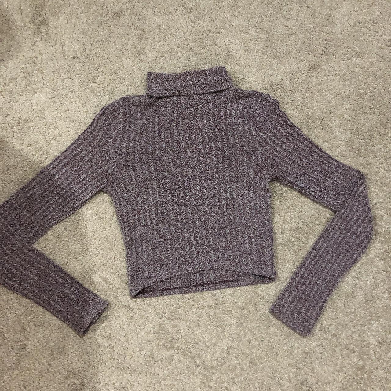 Cropped turtle neck sweater ribbed red and white... - Depop