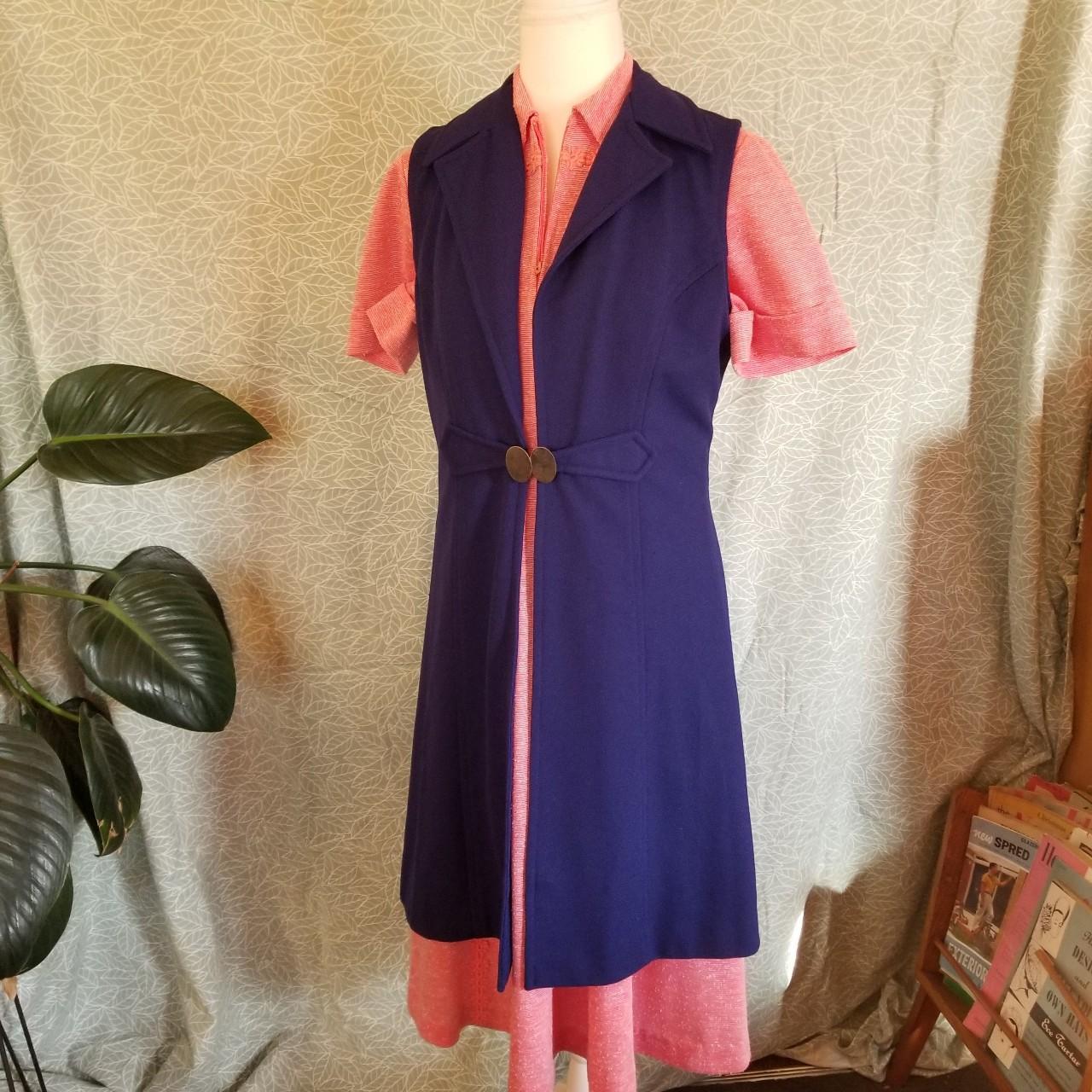 Vintage blue duster coat. Sleeveless, lovely big... - Depop