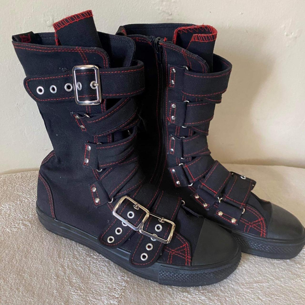 Demonia deviant-207 red stitching, mens... - Depop