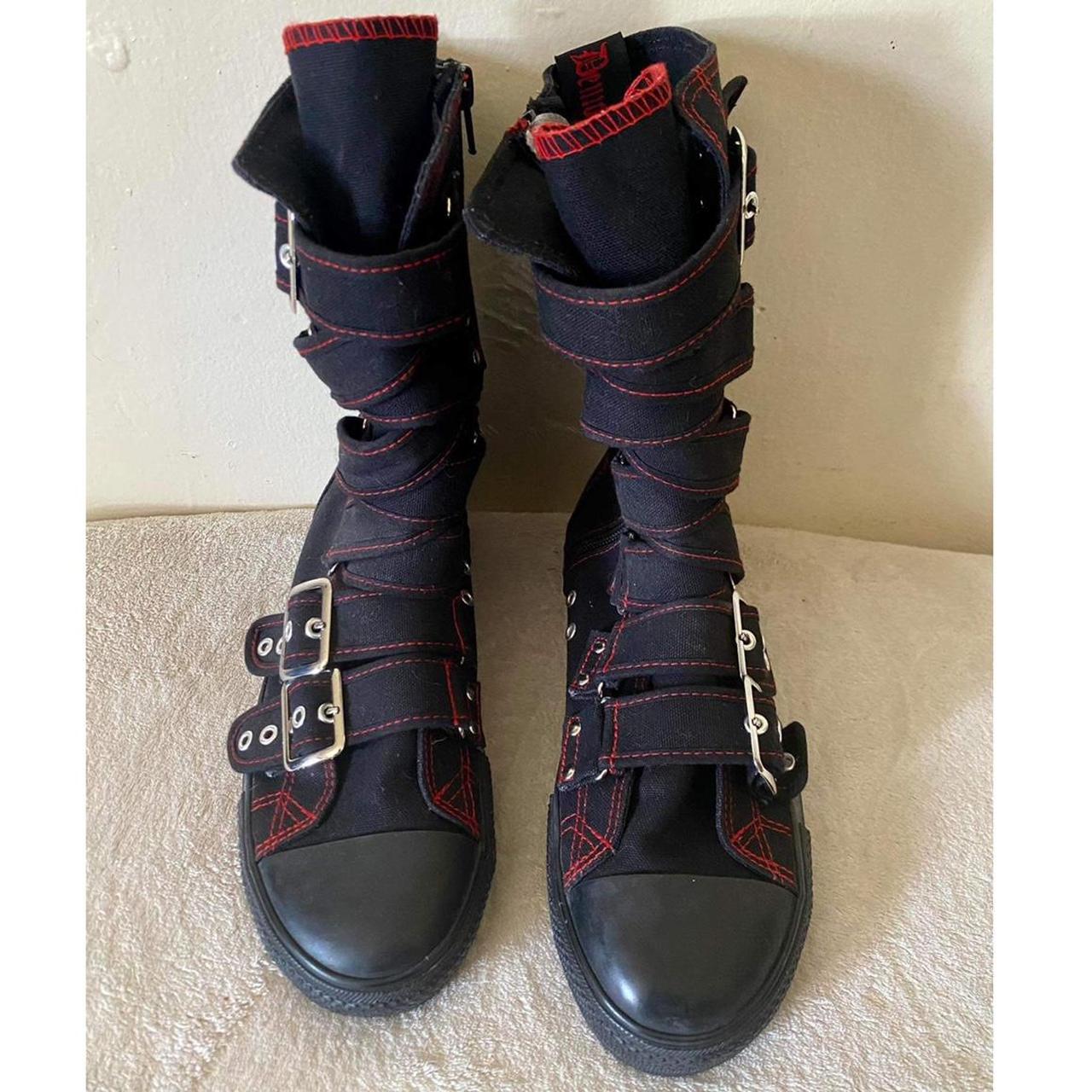 Demonia deviant-207 red stitching, mens... - Depop