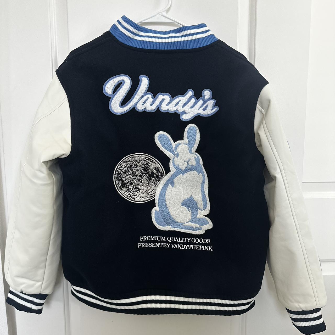Vandy the pink Varsity jacket Rabbit jacket Size... - Depop