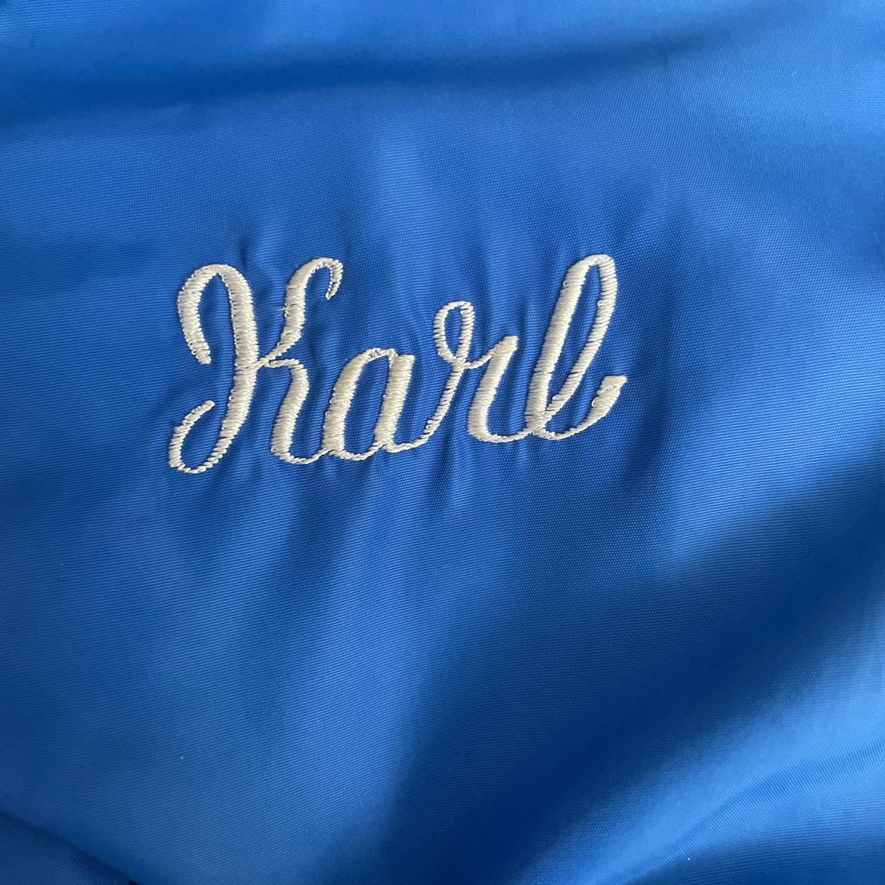 Vintage blue, red, and white varsity jacket -many... - Depop