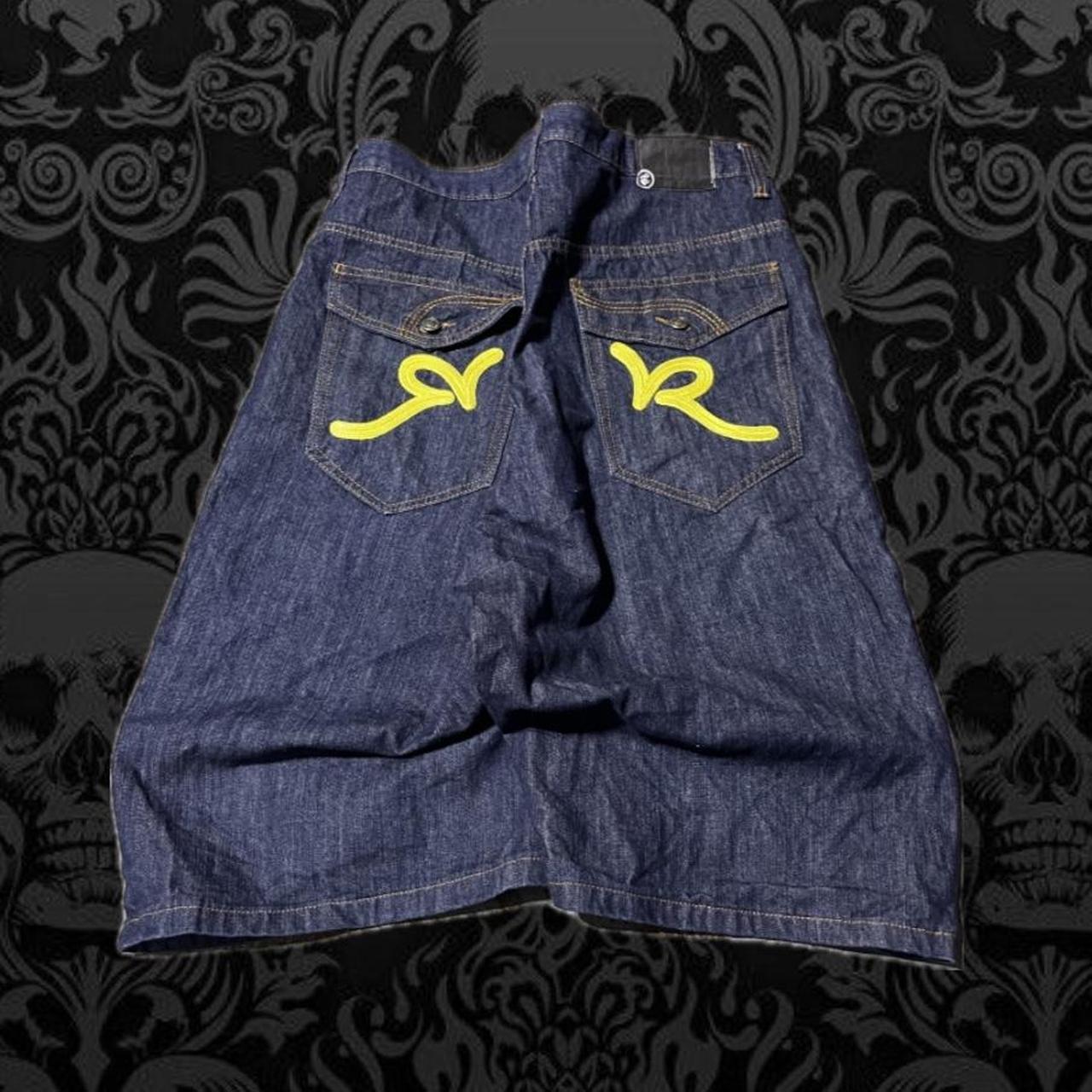 Baggy Embroidered Rocawear Jorts Double R Embroidery... - Depop