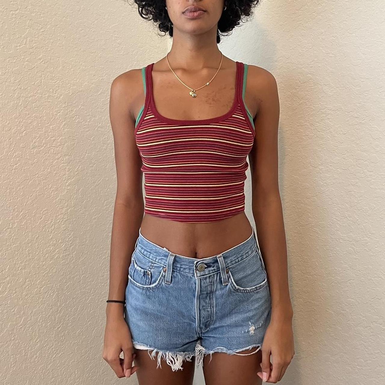 Striped crop tank top Shipping is $4.39 Fits... - Depop