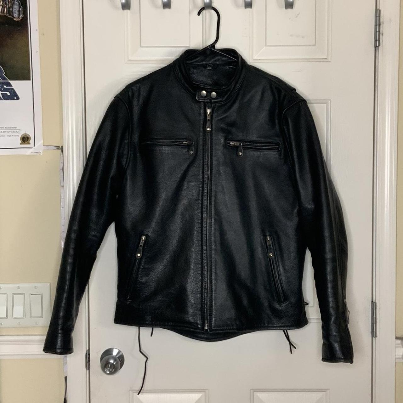Genuine leather jacket 🖤⚔️ Super heavy and thick, the... - Depop