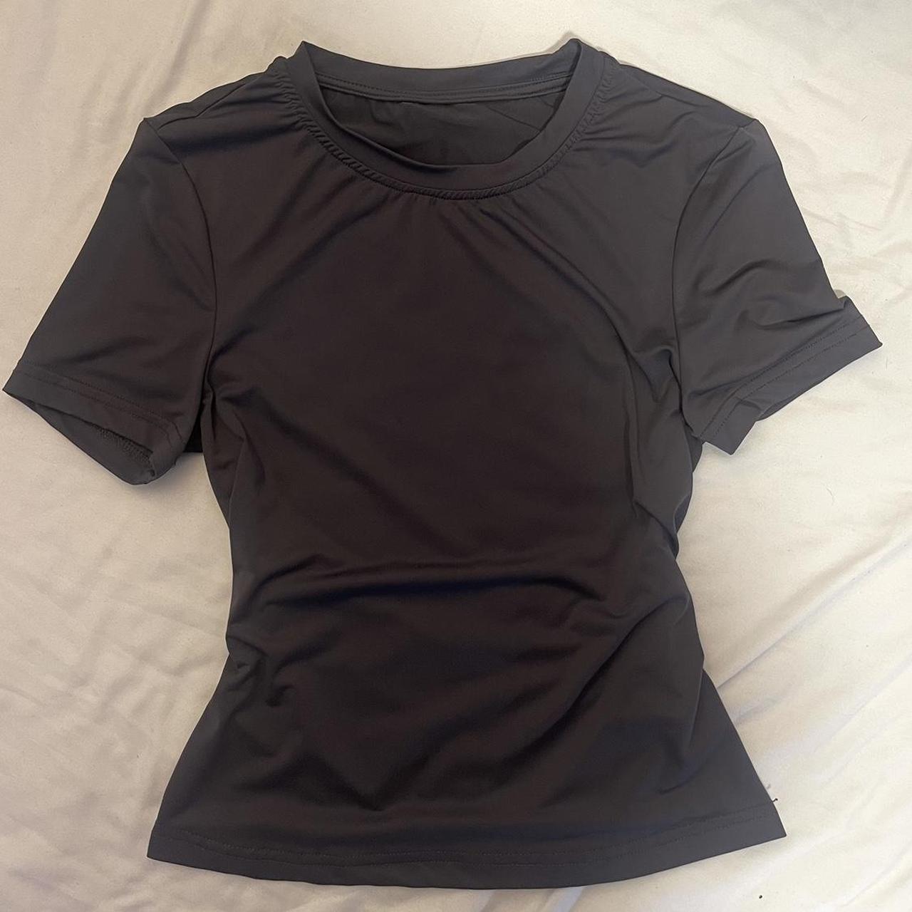 skims dupe slim fit tee navy blue size S never worn... - Depop