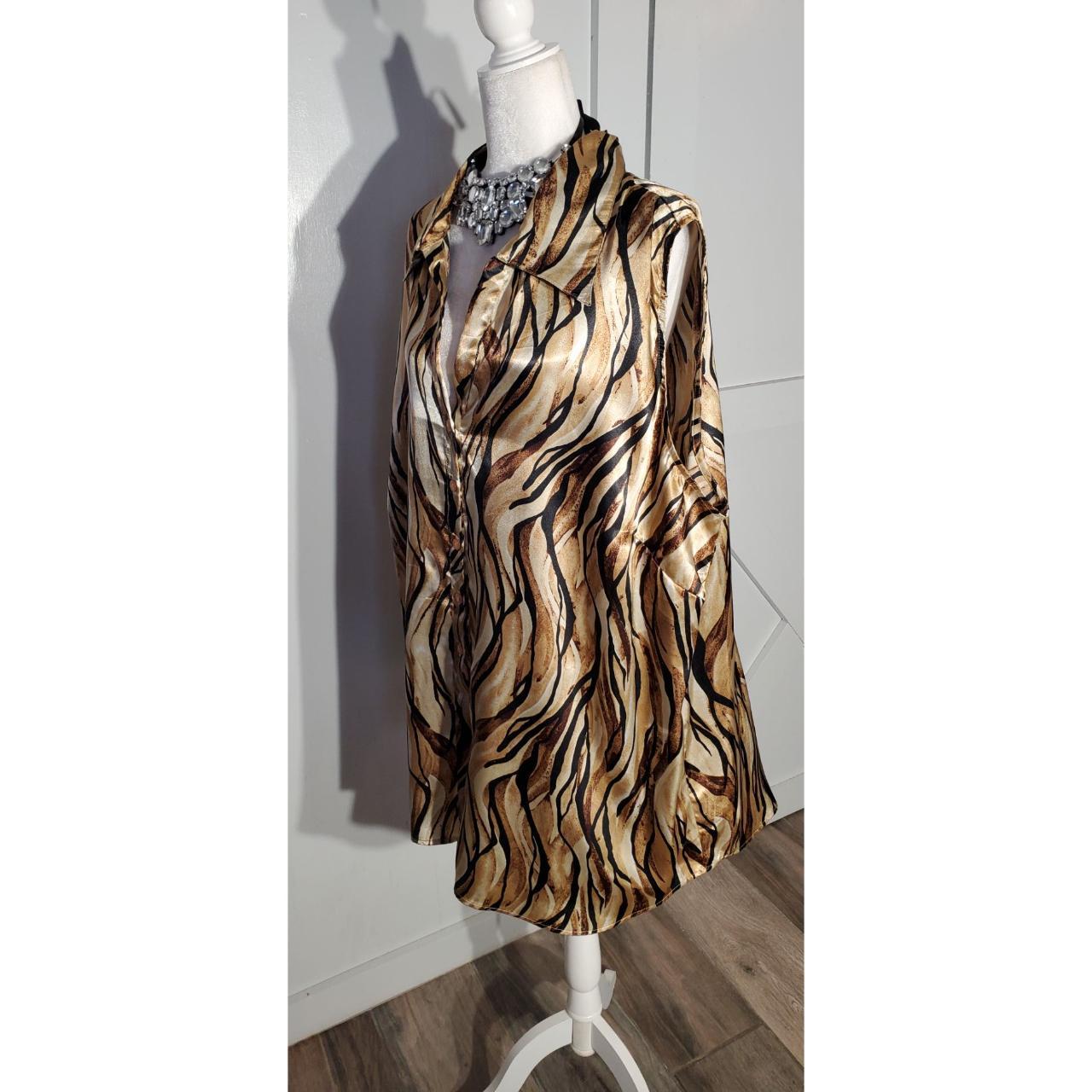 STUDIO C SATIN BLOUSE BROWN SLEEVELESS POLYESTER... - Depop