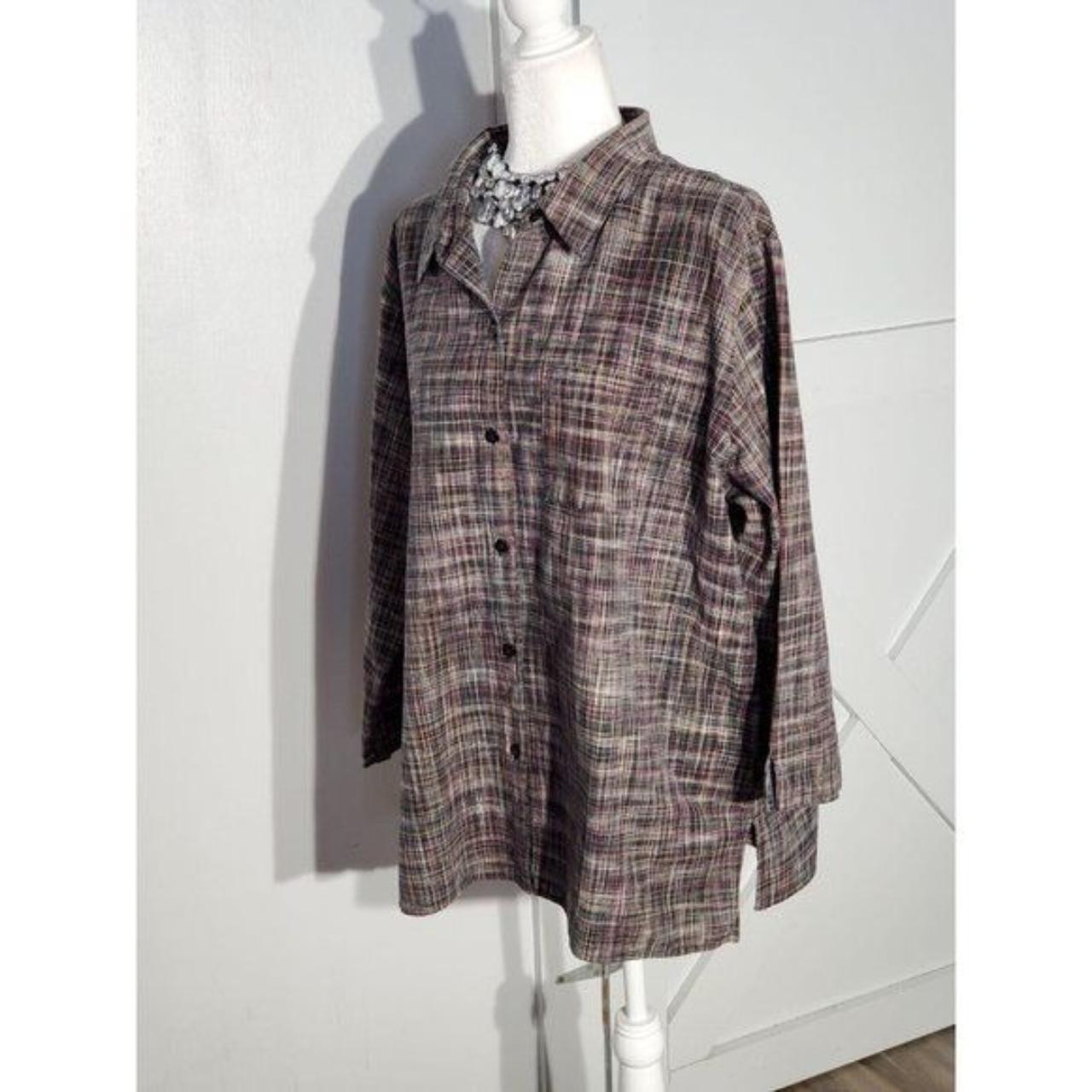 VICTORIA JONES WOMAN PLAID BLOUSE LONG SLEEVE SIZE... - Depop