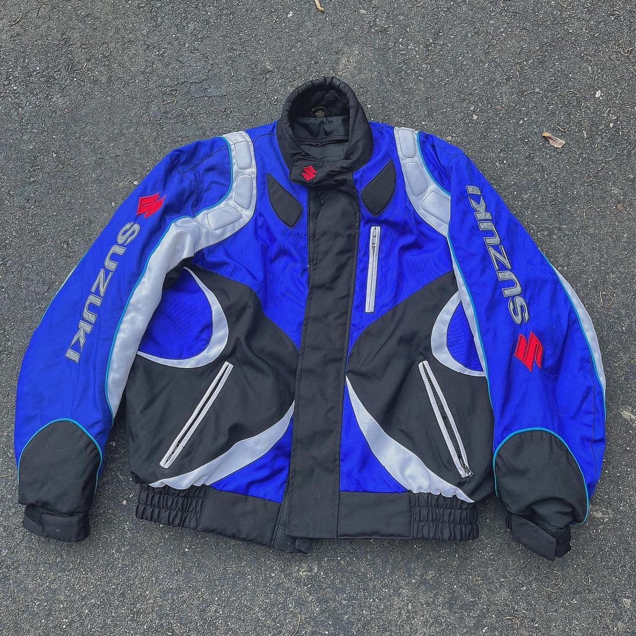 NASCAR Men's Blue and White Jacket | Depop