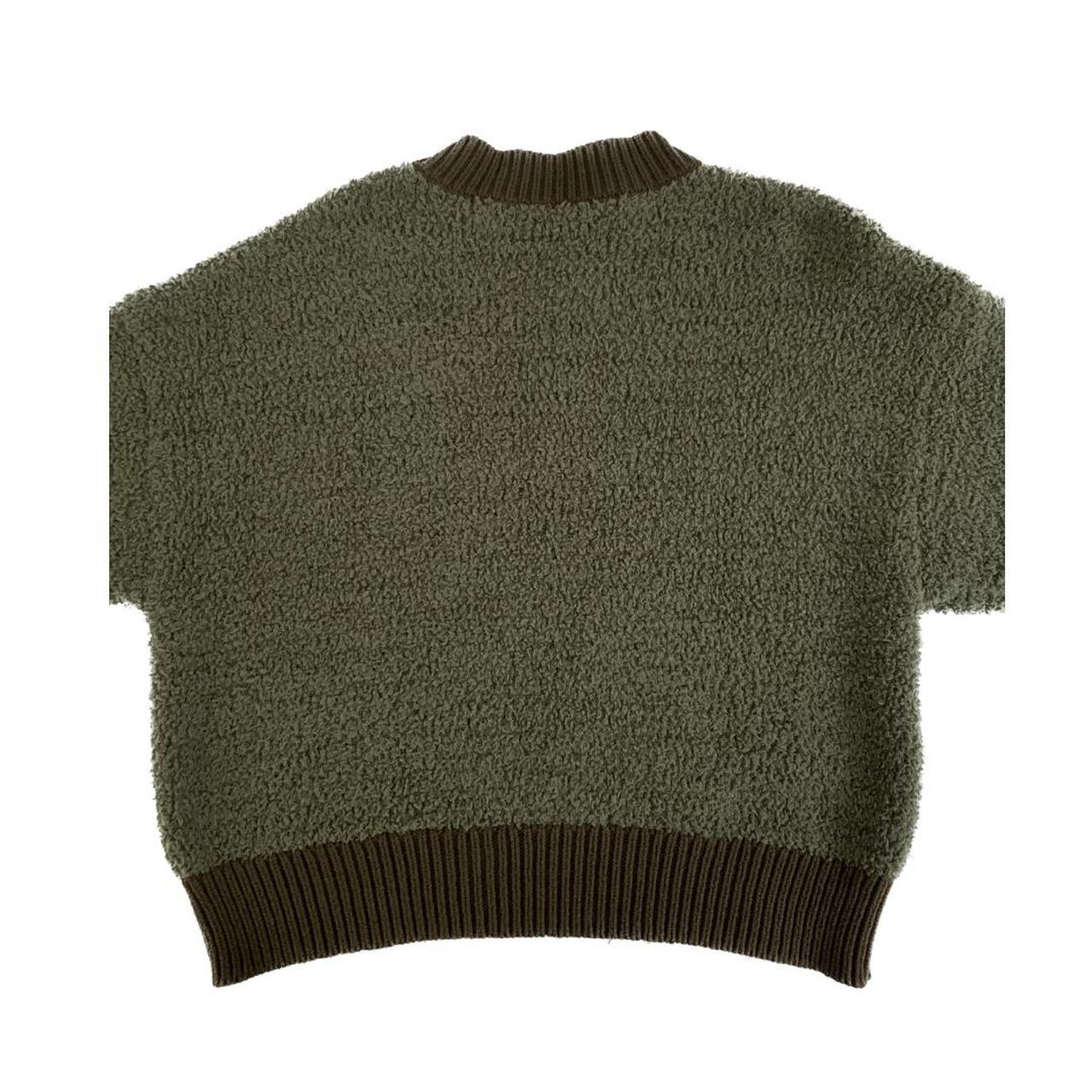 fuzzy green half button pacsun sweater never... - Depop