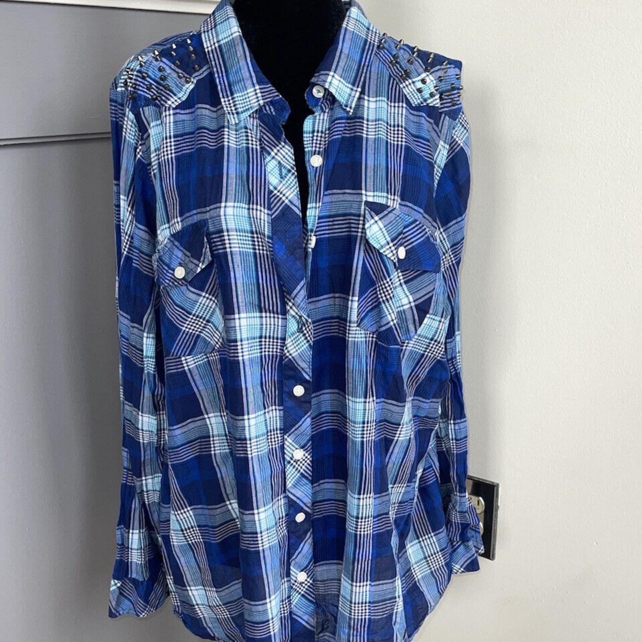 Torrid Women's Shirt Plus Size 3X Blue Plaid Button... - Depop