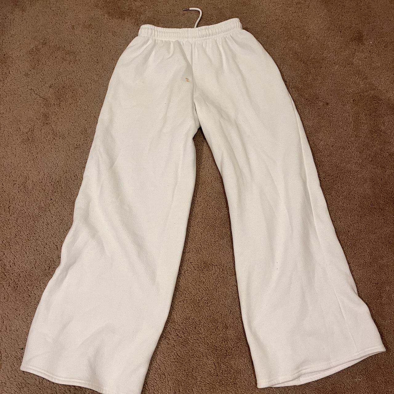 EDIKED low rise baggy sweats in white small stain on... | Depop