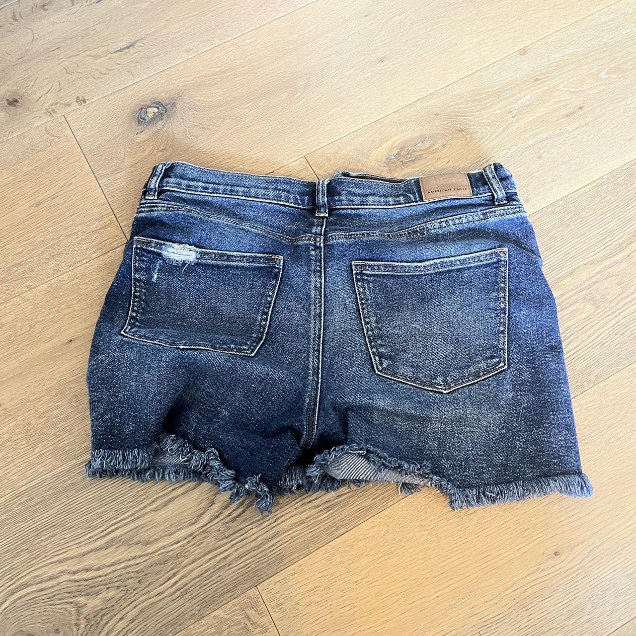 Blue Ripped Jean Shorts - from American eagle -... - Depop