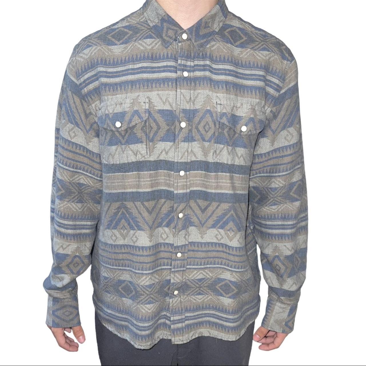 Sun + Stone Men's Grey and Blue Shirt | Depop