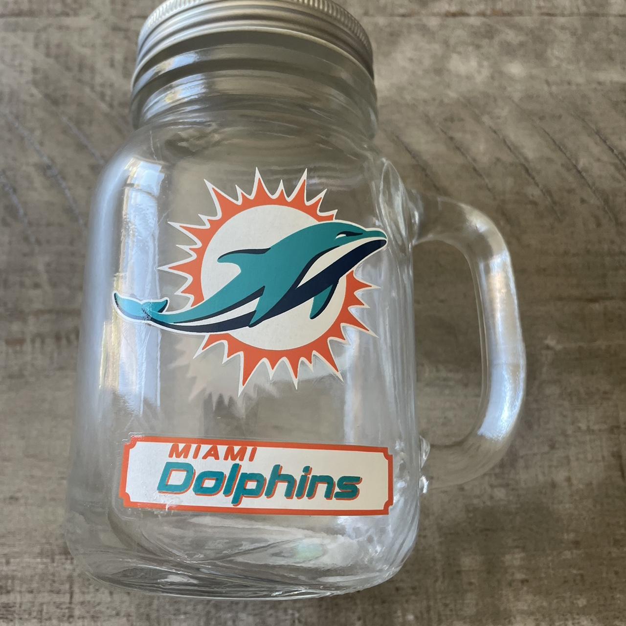 Miami Dolphins NFL 16oz Glass Mason Jar! - Depop