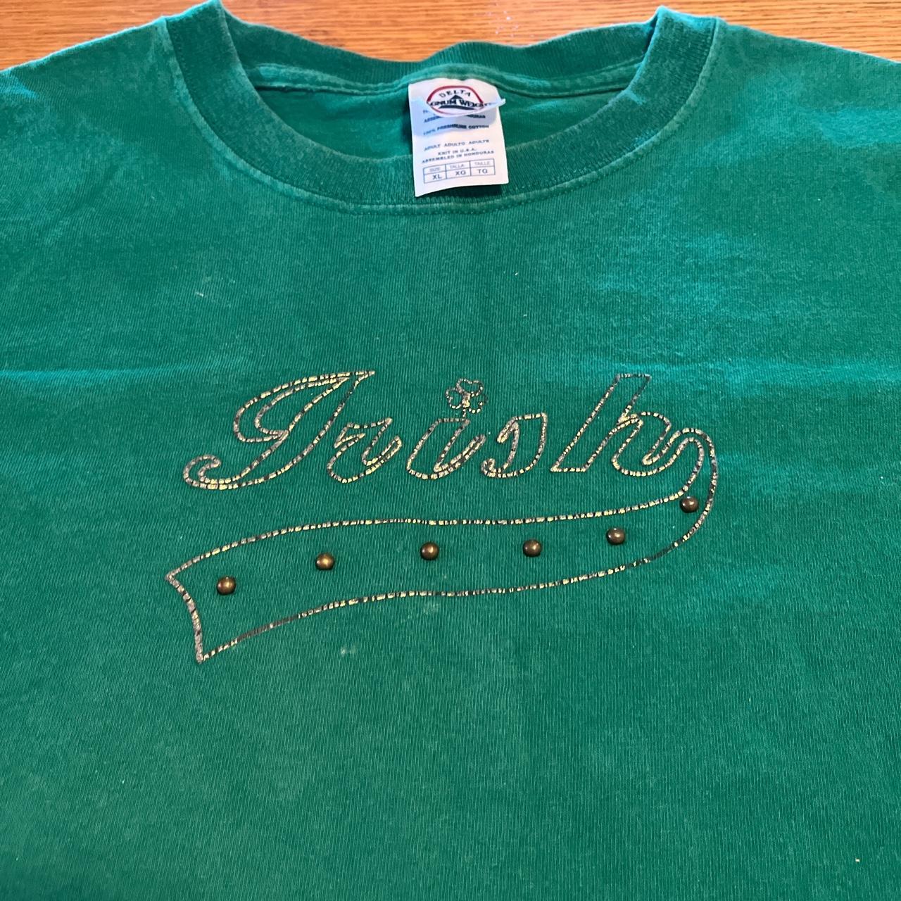 Green DELTA Magnum Weight IRISH textured graphic T... - Depop