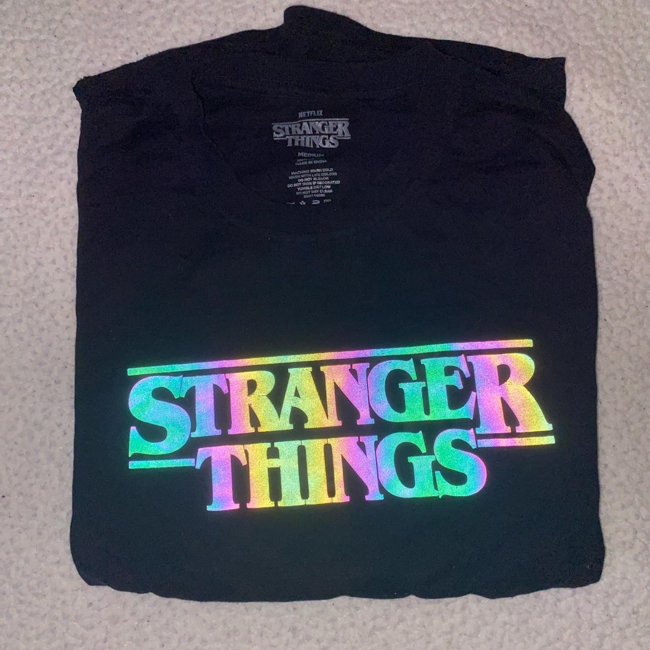 size M official holographic stranger things sweater... - Depop