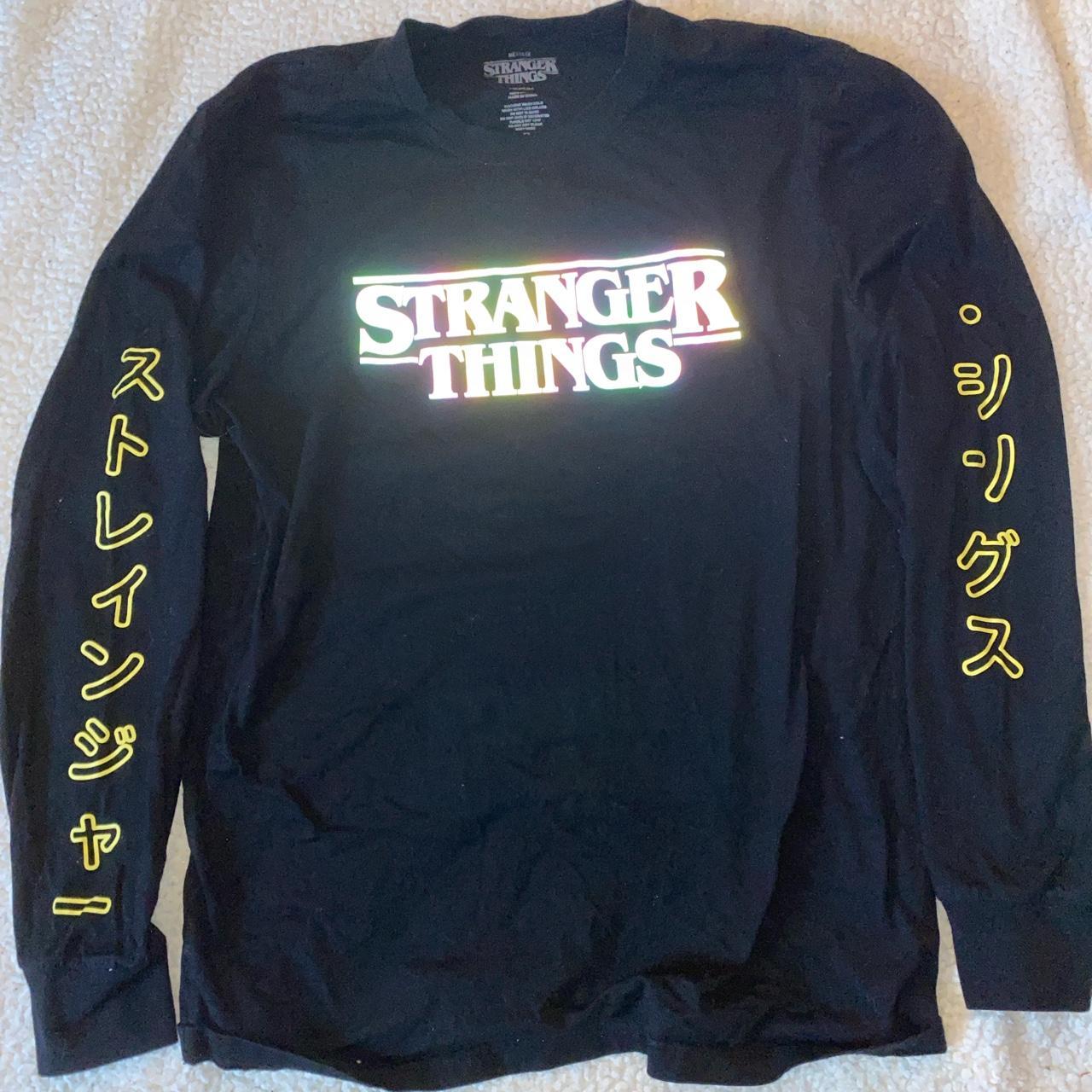 size M official holographic stranger things sweater... - Depop