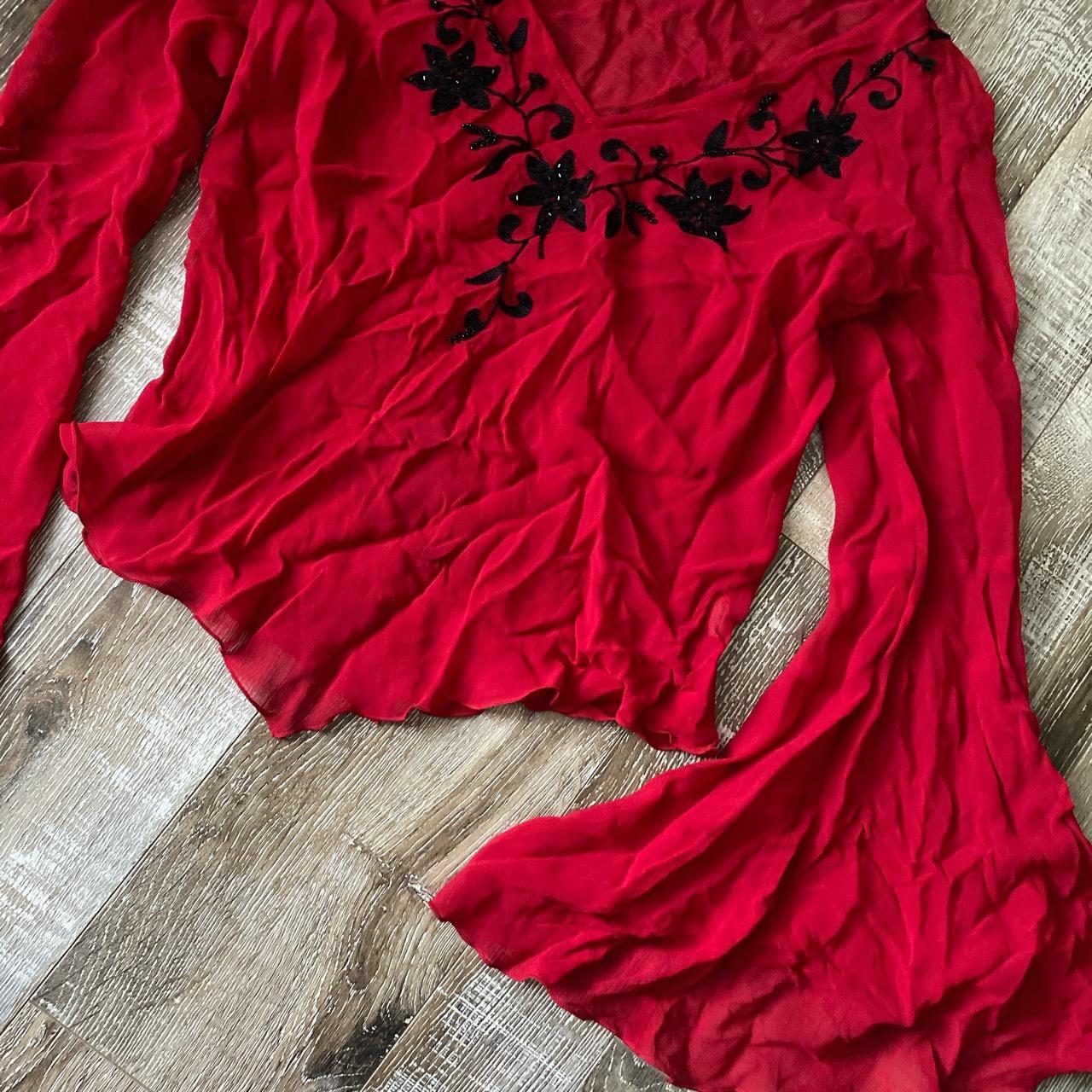 Vintage cache beaded top Bell sleeves sheer... - Depop