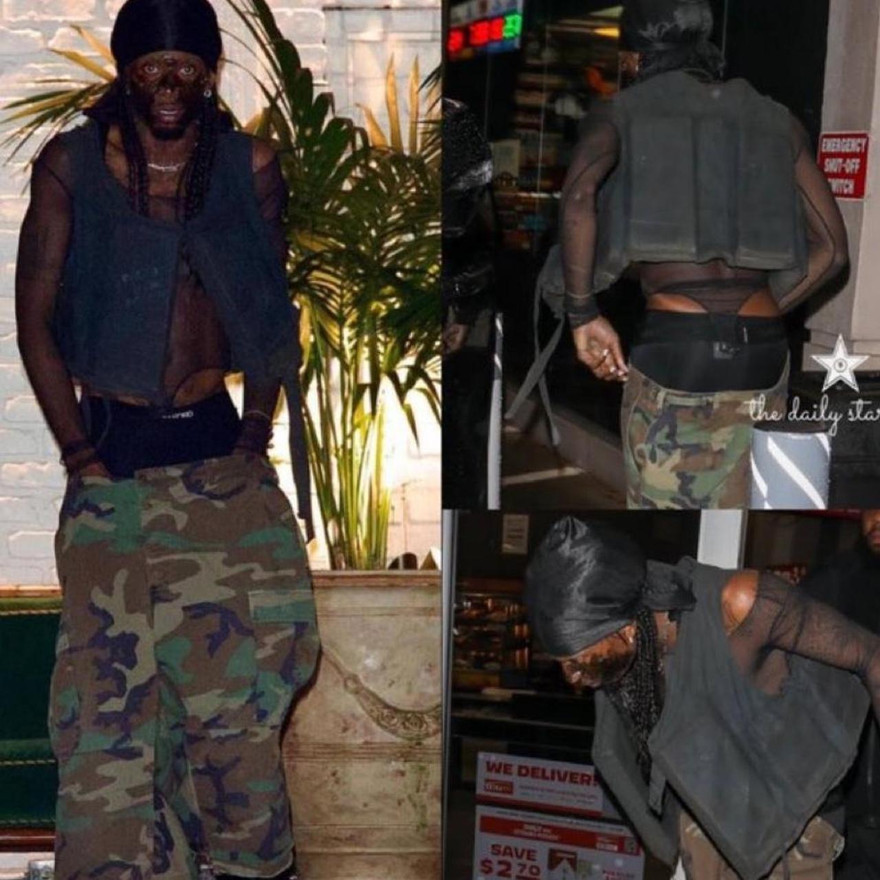 baggy playboi carti inspired camo jorts/ no... - Depop