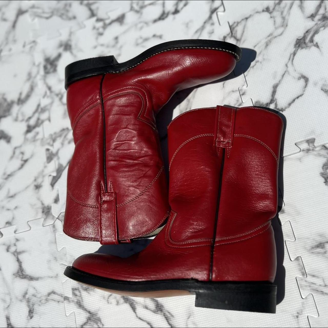 Vintage Red Leather Cowboy boots These boots are... - Depop