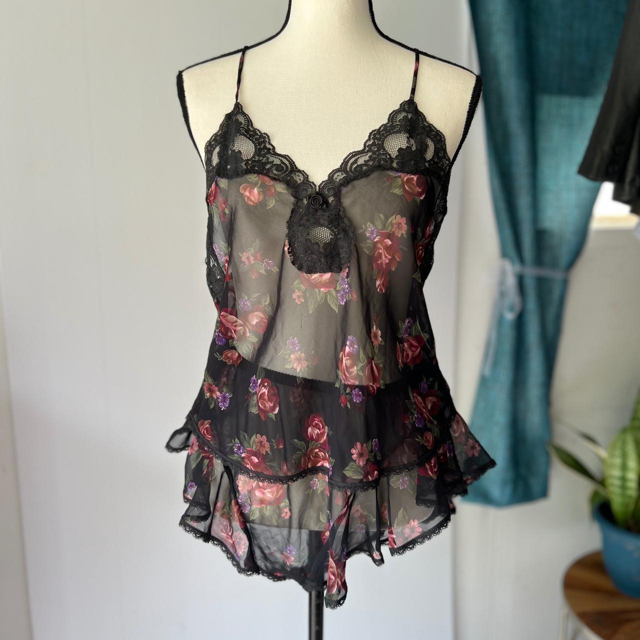 Completely Sheer 80's Matching Floral Set Adorable... - Depop