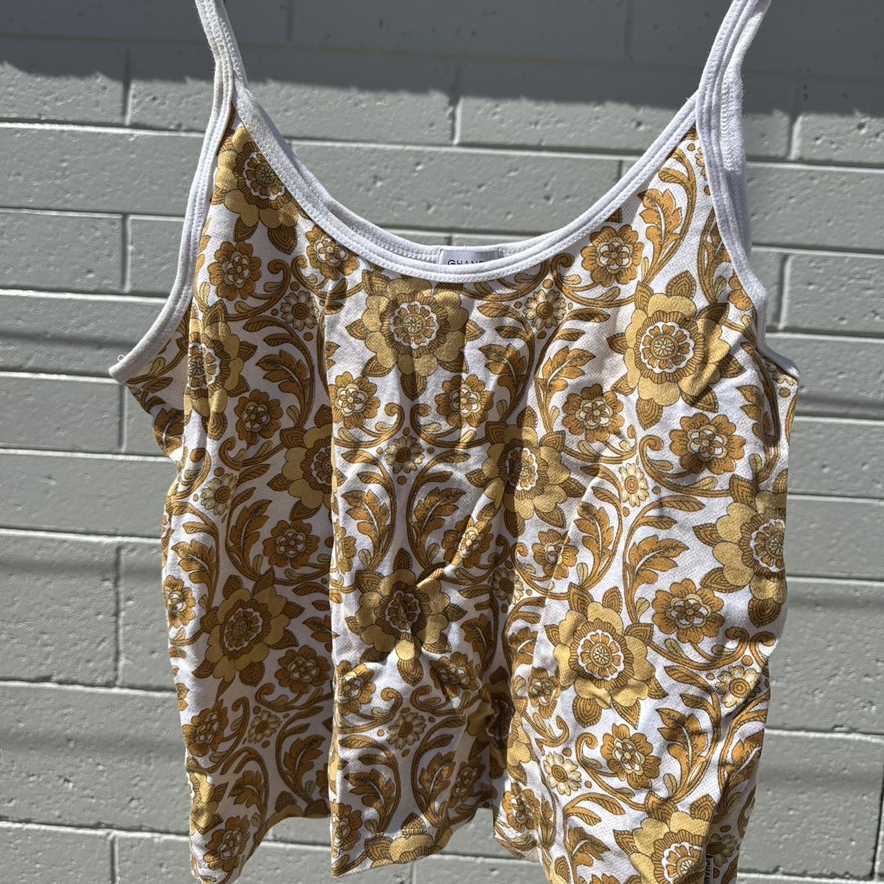 GHANDA Paisley flower print singlet top Size 14 Make... - Depop