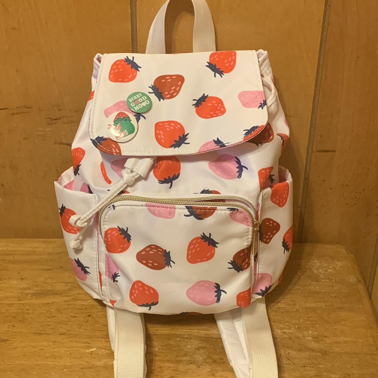 Small strawberry Claire’s backpack With 2 frog pins... - Depop