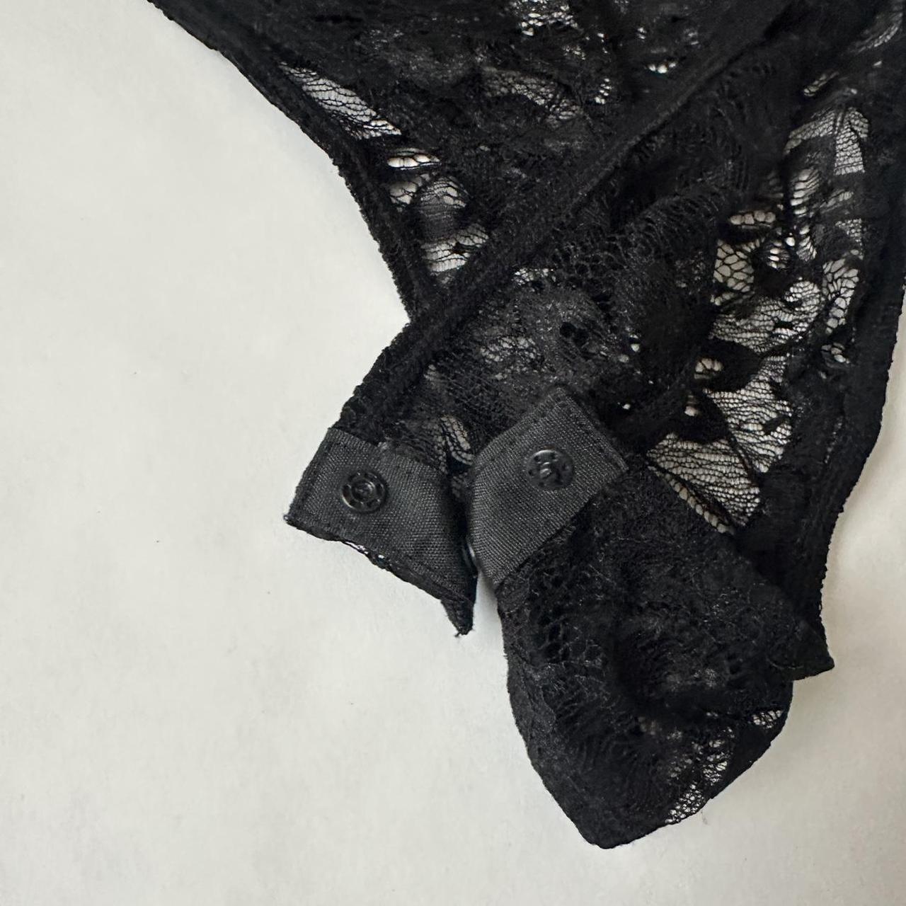 Black lace bodysuit ruffle straps. Best fit S - M... - Depop