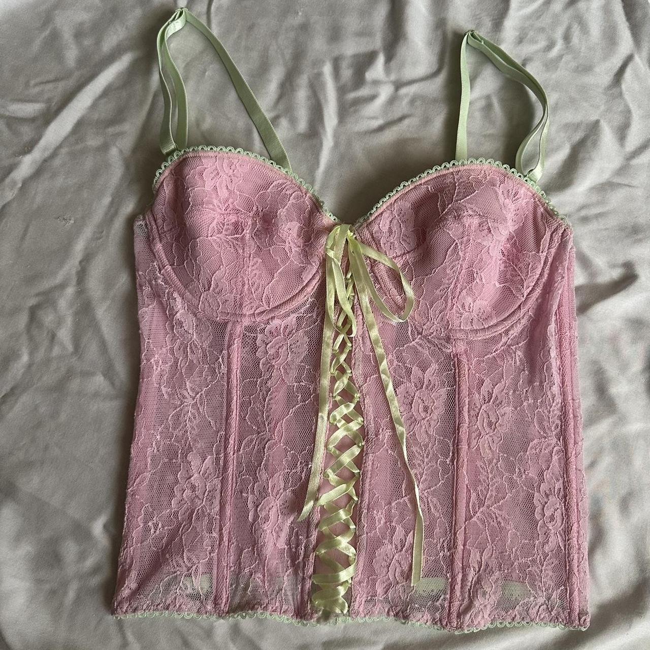 Pink bustier. Native Intimates, pink lace bustier.... - Depop