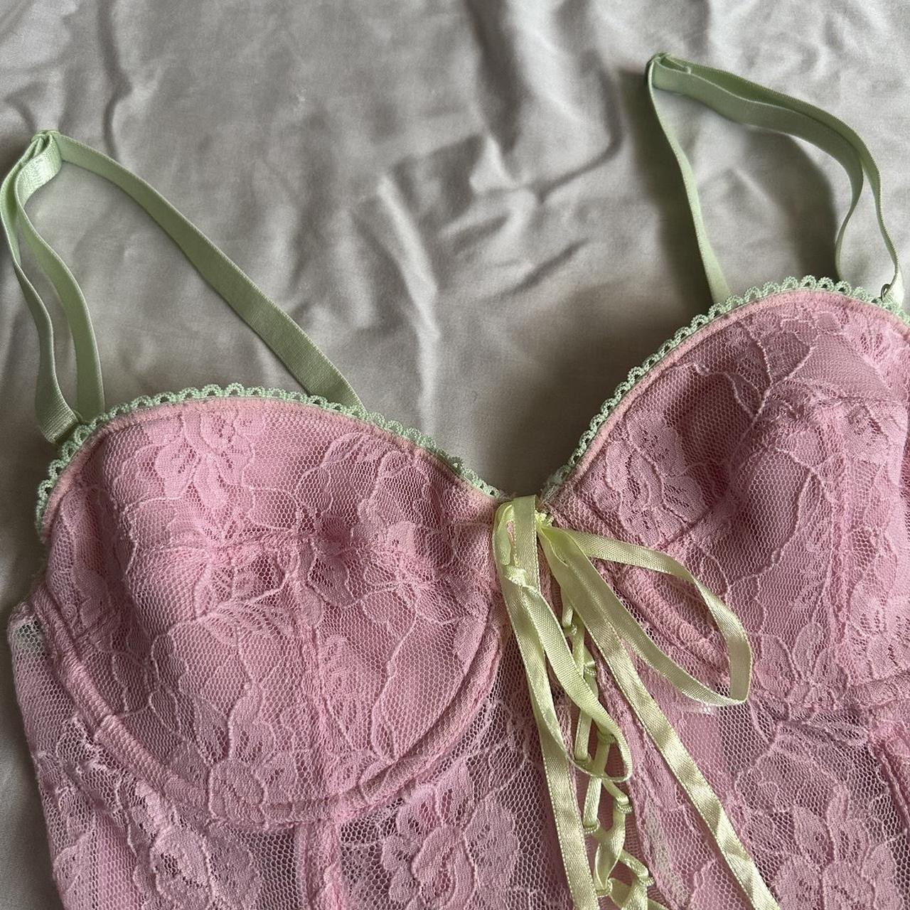 Pink bustier. Native Intimates, pink lace bustier.... - Depop