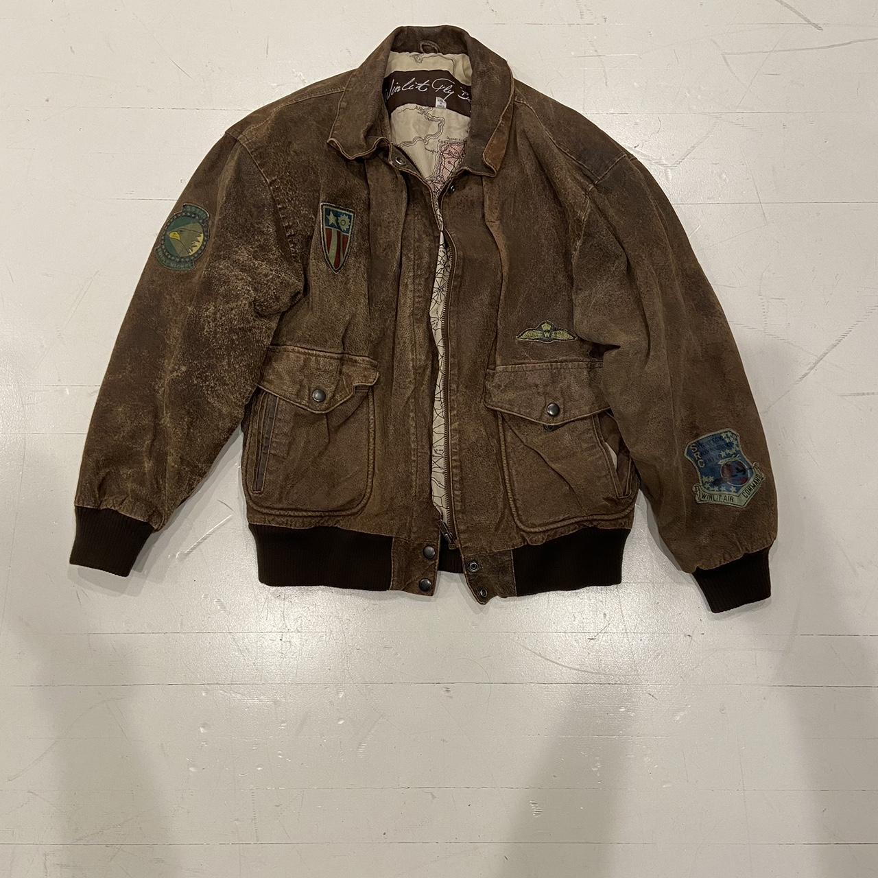 Rare Vintage Winlit Fly Leather Bomber/Flight Jacket... - Depop