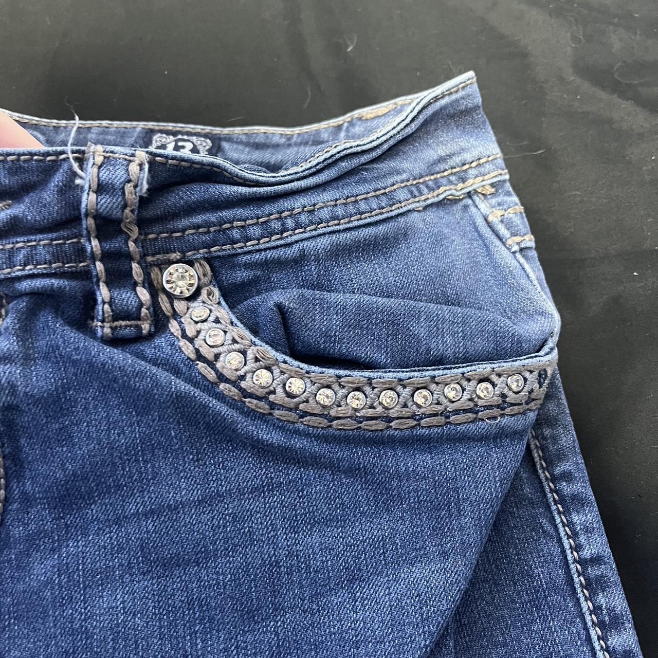 bedazzled blue jeans, bootcut #bluejeans #bedazzled... - Depop