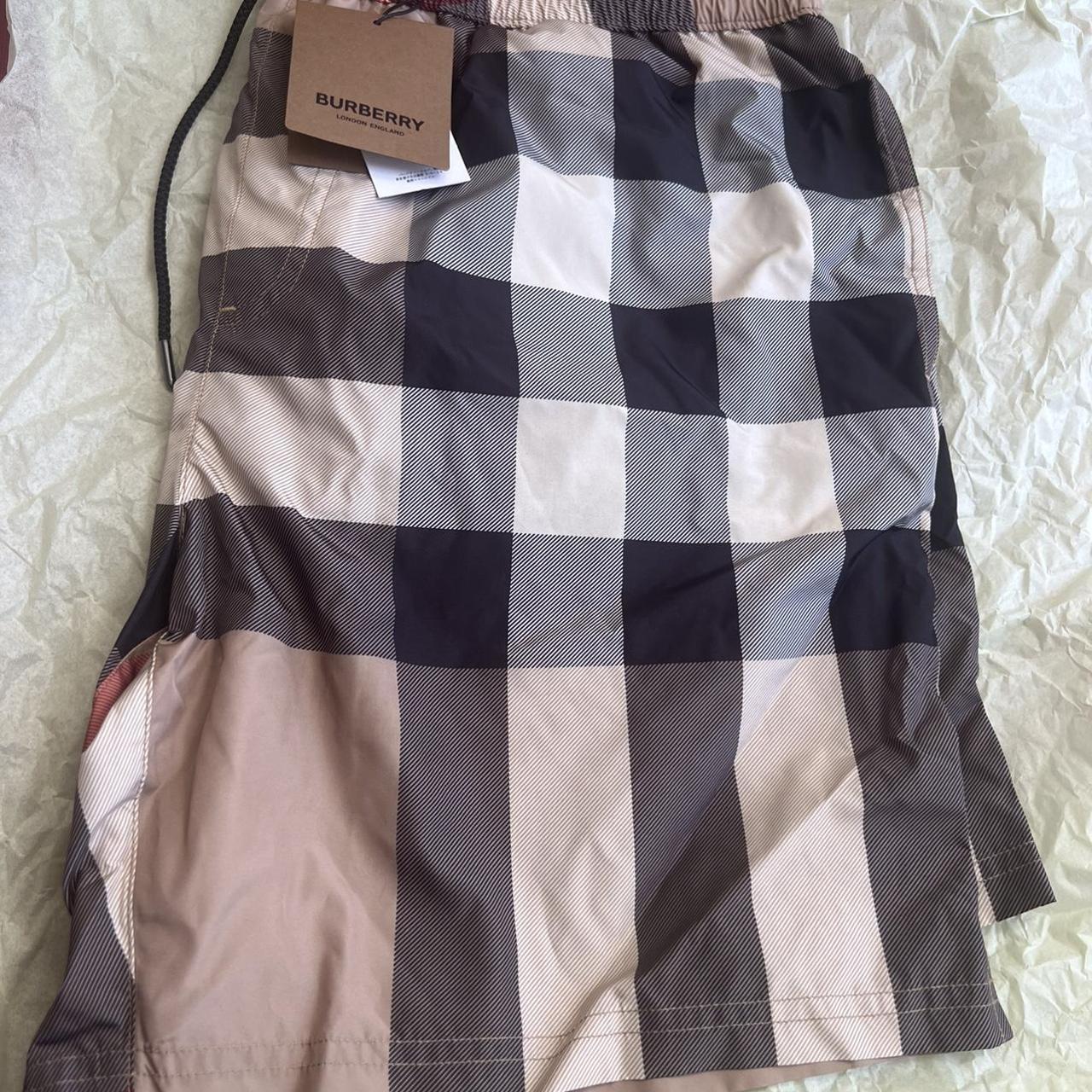 Burberry big check swim shorts available 100%... - Depop