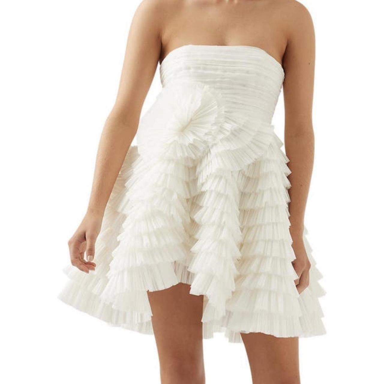 AJE Expressive Strapless Ruffle Minidress NWT Size... - Depop