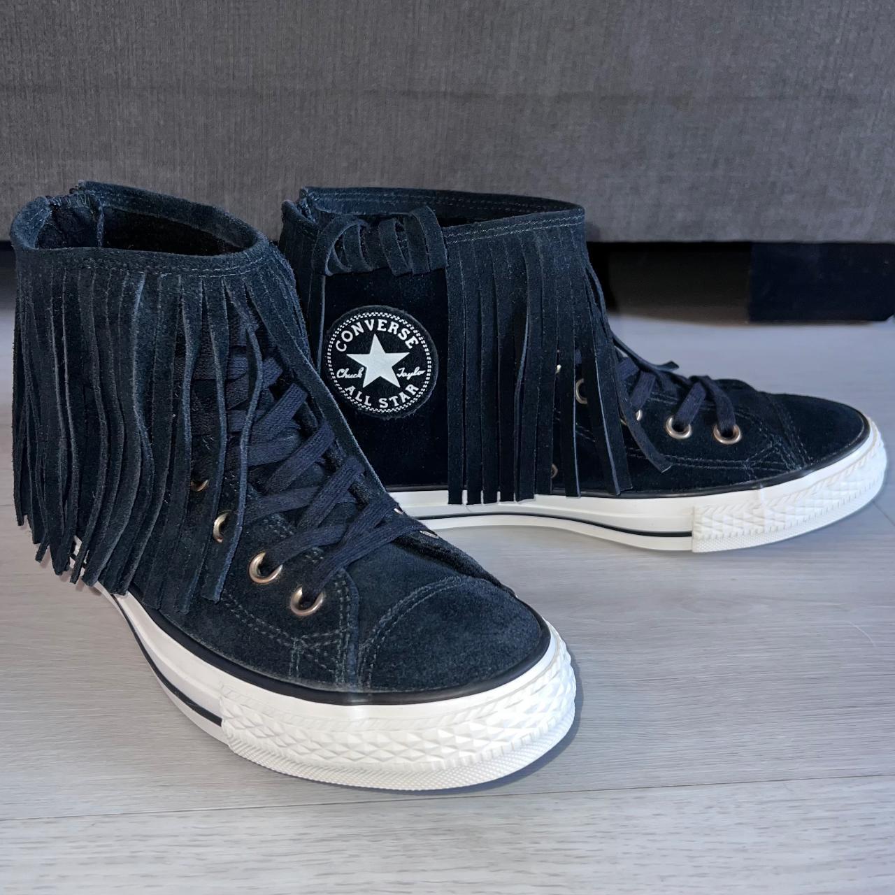 Converse CTAS Chuck Taylor All Star Black Fringe... | Depop