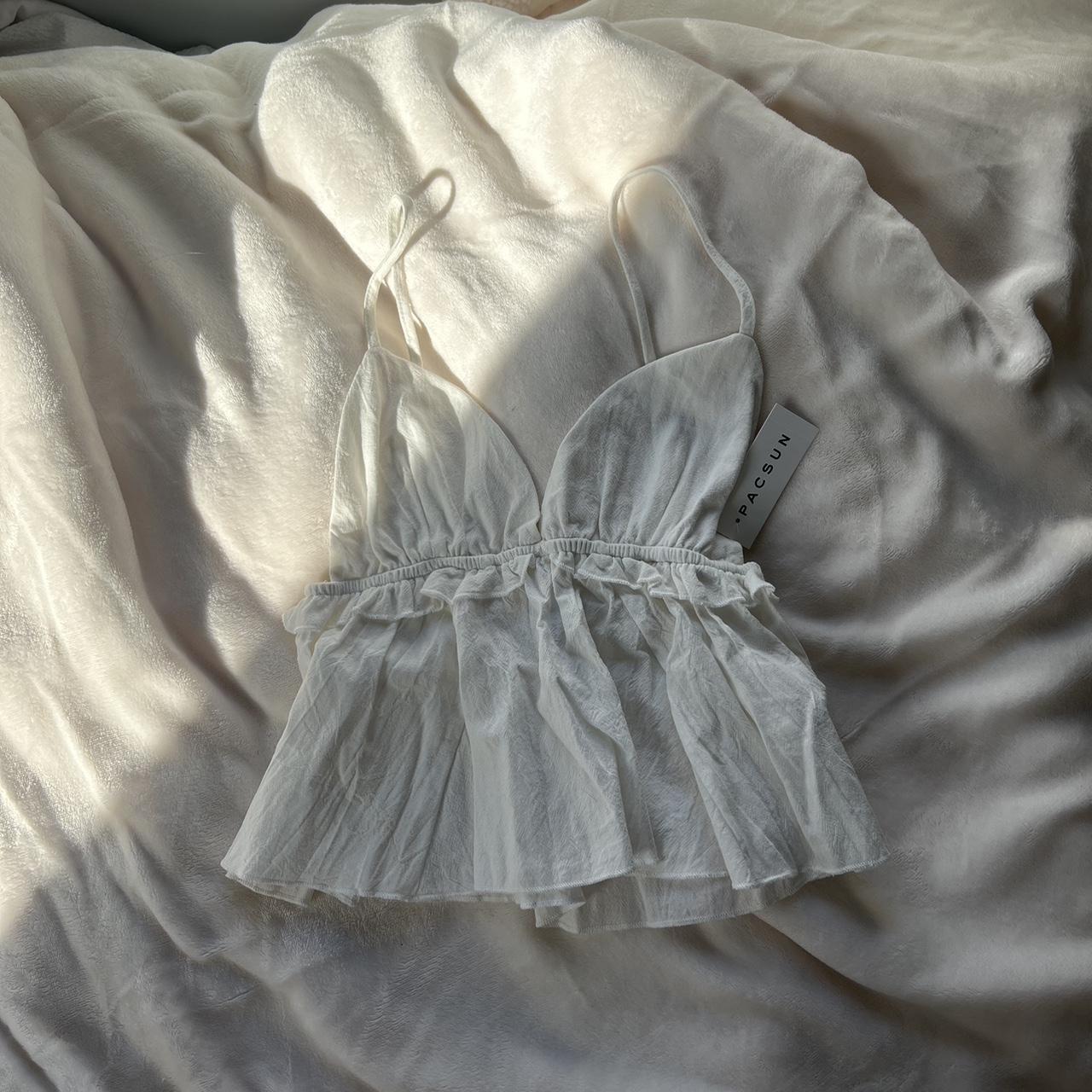 white babydoll top pacsun size xs #summer #pacsun | Depop