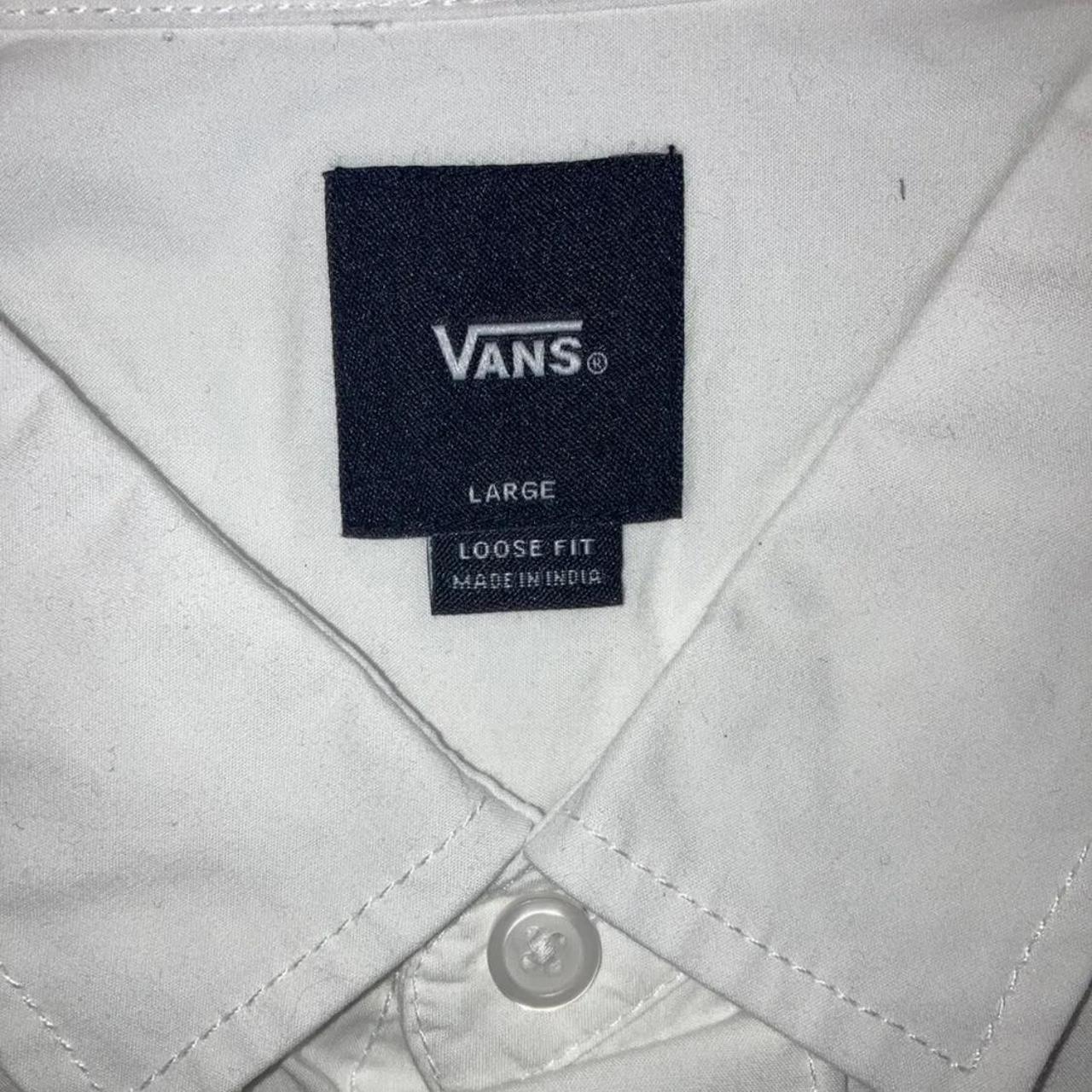 Y2k style Edgar Ls Woven Loose Large vans white and... - Depop