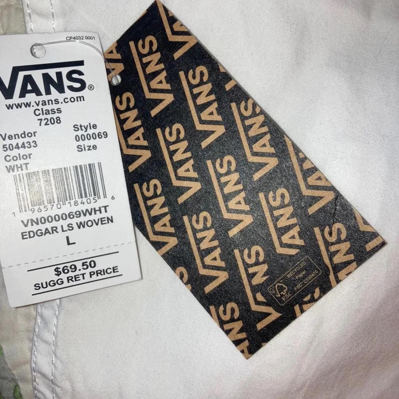 Y2k style Edgar Ls Woven Loose Large vans white and... - Depop