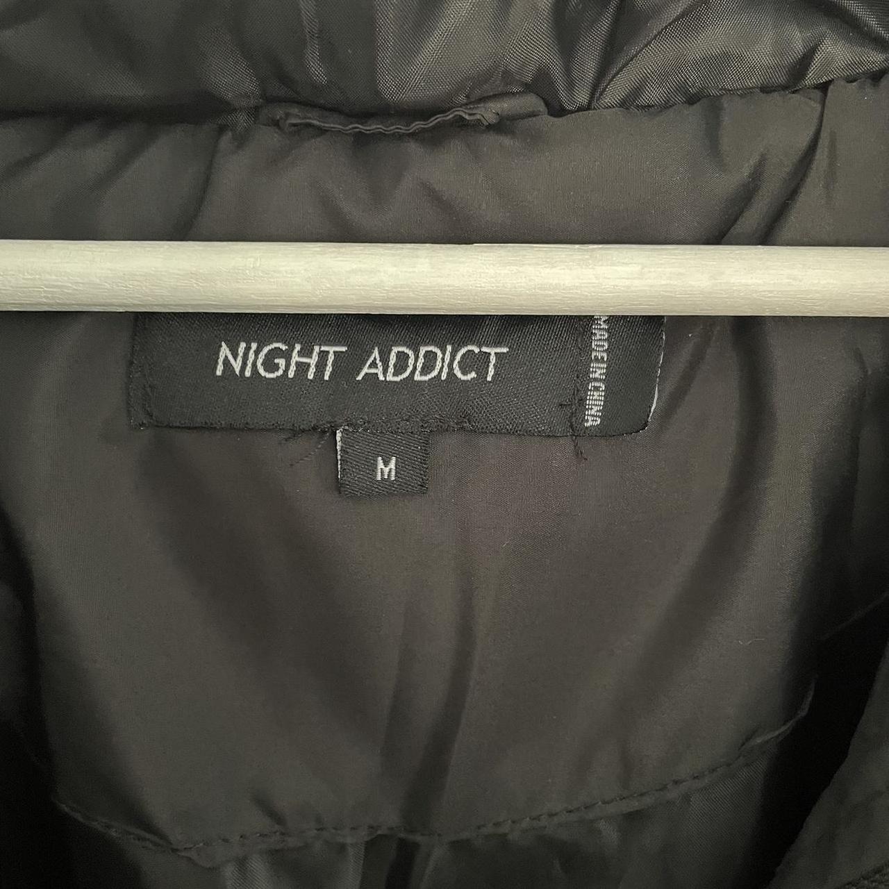 Night Addict long line puffer jacket - black Barely... - Depop