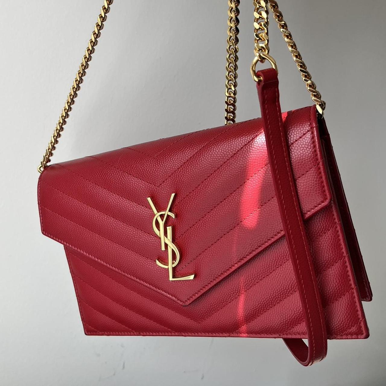 Authentic YSL Wallet on Chain (Red)... - Depop