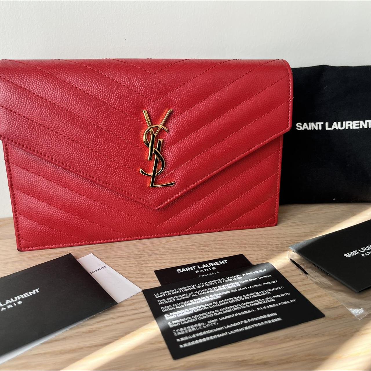 Authentic YSL Wallet on Chain (Red)... - Depop