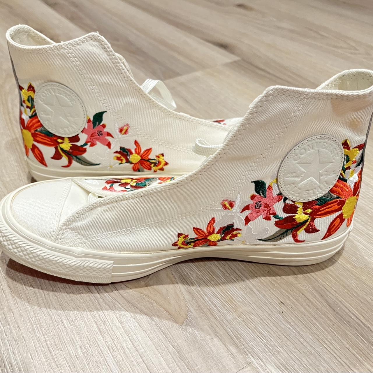 Converse Hi top Floral Design Limited Edition Never... - Depop