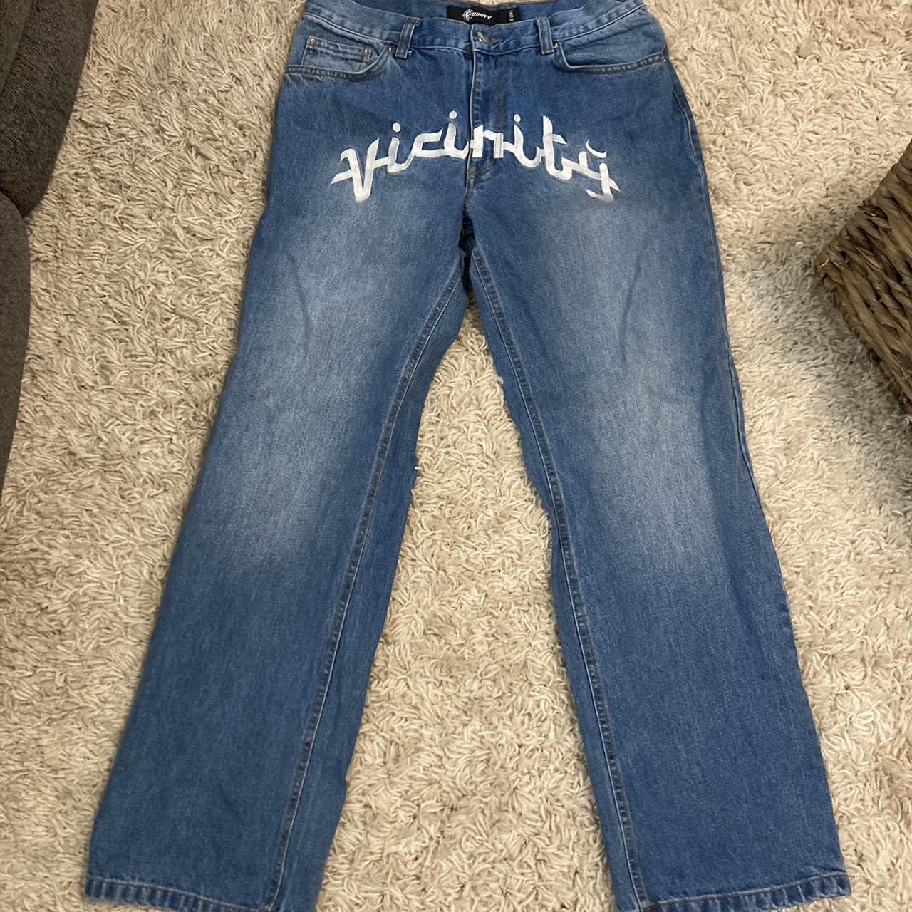 Vicinity Blue Jeans 34x34 9 Inch Leg Opening Crazy... - Depop