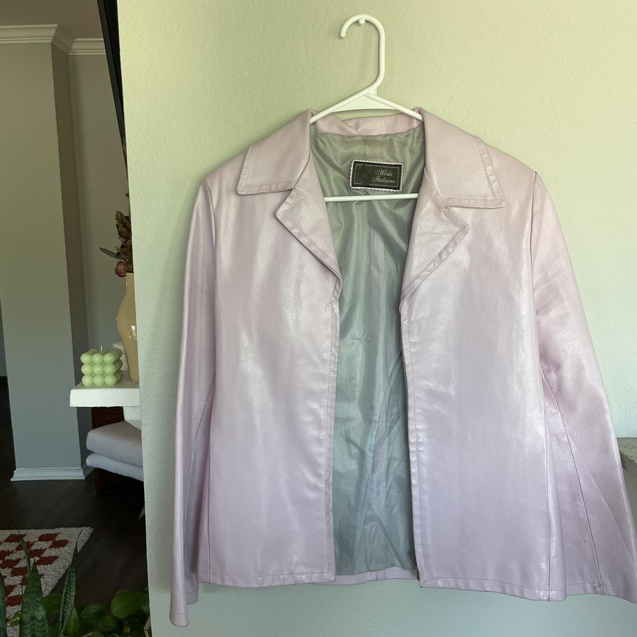 Lavender leather jacket, made in italy