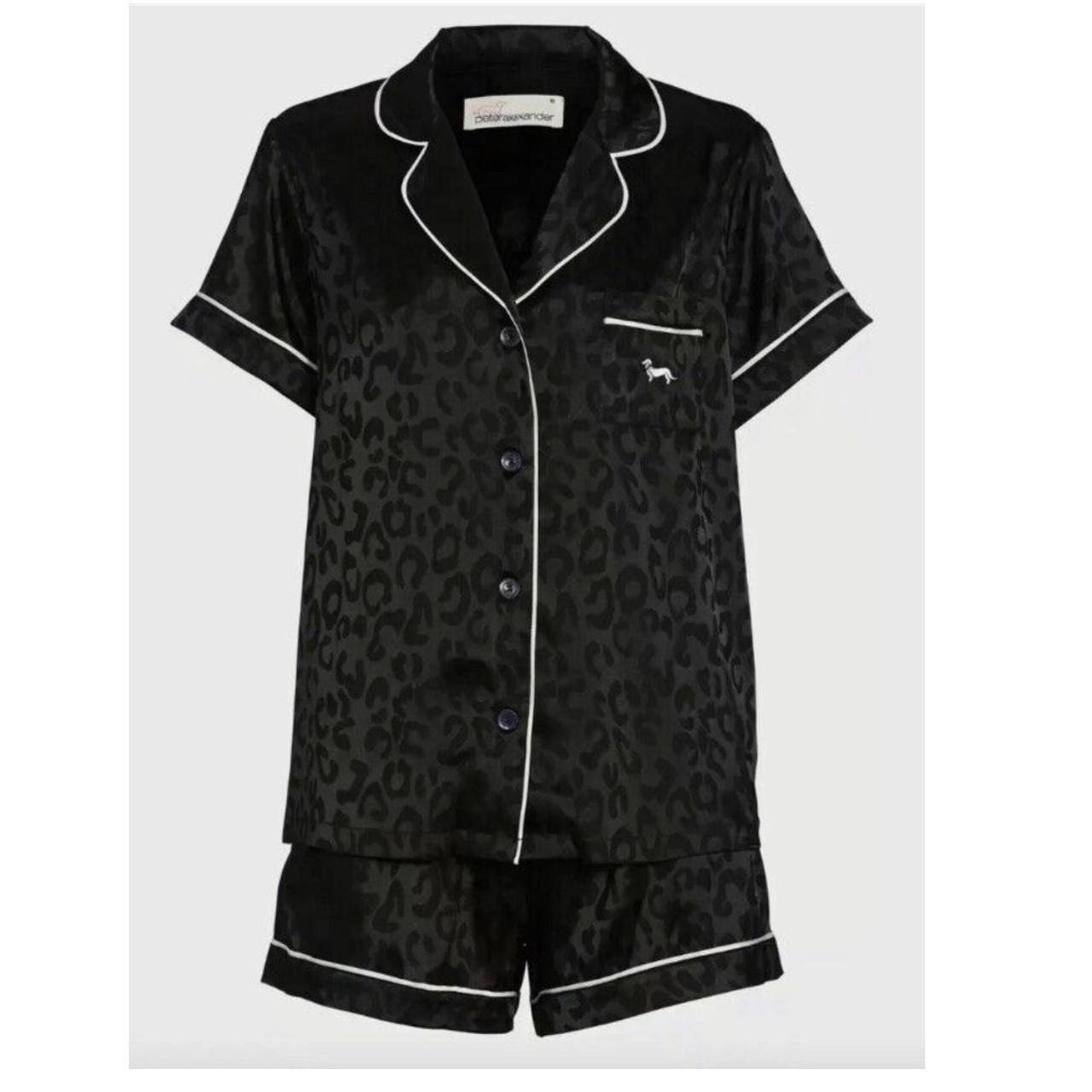 PETER ALEXANDER leopard print black satin pj... - Depop